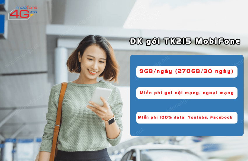 Cú pháp ĐK gói TK219 MobiFone 270GB, thoại và tiện ích